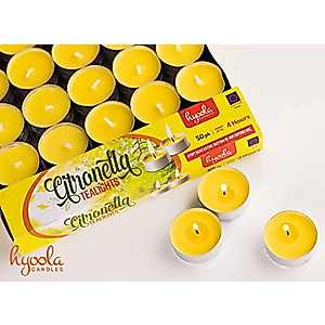 Tealight Citronella Candles - Anti Mosquito Candle - 4 Hour Burn - 50 Pack - DEET Free