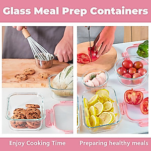 Homhut Glass Food Storage Containers with Lids 36oz Glass Meal Prep Containers Reusable Glass Bento Boxes for Adults Airtight for Microwave, Oven, Freezer and Dishwasher(4.5cup𝘅5pcs)