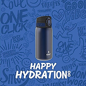 Ion8 Double-Wall Stainless Steel Water Bottle - Vacuum Insulated Leak Proof Water Bottle - Fits Cup Holders - For Fitness, Camping and More, 11 oz / 320 ml (Pack of 1) - OneTouch 1.0 - Navy
