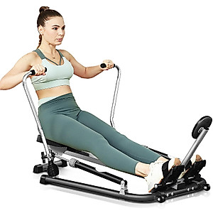 ANCHEER Rowing Machine,Rowing Machines for Home Use with LCD Monitor& Comfortable Seat,Hydraulic Rower Machine with 12 Resistance Levels Up to 290 lb Weight Capacity (Black)