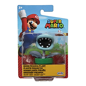Super Mario Action Figure 2.5 Inch Bone Piranha Plant Collectible Toy