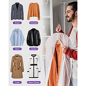 Clear Garment Bags for Hanging Clothes 12 Packs Suit Bags for Closet Storage Hanging Clothes Plastic Garment Bags Dress Bag for Suits, Coats 24'' x 40''