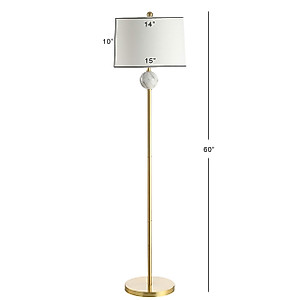JONATHAN Y JYL1093A Vaughn 60" Modern Metal/Resin LED Floor Lamp Classic,Glam,Transitional for Bedrooms, Living Room, Office, Reading, BrassGold/White