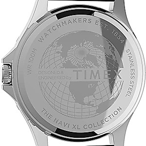 Timex Men's Navi XL 41mm Watch – Stainless Steel Case Blue Dial with Black Silicone Strap