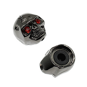 HAJXZH 2Pcs Skull Head Electric Guitar Volume Tone Control Buttons Skull Knob with Wrench for Electric Guitar Replacement Parts & Accessories (Gun Black)