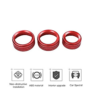 Car AC Knob Trim Air Conditioner Audio Cover Rotary Decoration Ring Sticker Decal fit for Alfa Romeo Giulia Stelvio 2017 to 2019 Car Accessories (Red)