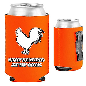 Stop Staring At My Cock Magnetic Can Coolie (Orange)