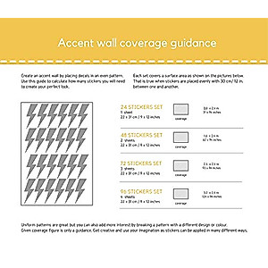 Lightning Bolt Stickers Room Wall Decals - Black Lightning Wall Stickers Set of 24 - Removable and Reusable Superhero Lightning Decals for Kids Room, Nursery, Playroom and Bedroom