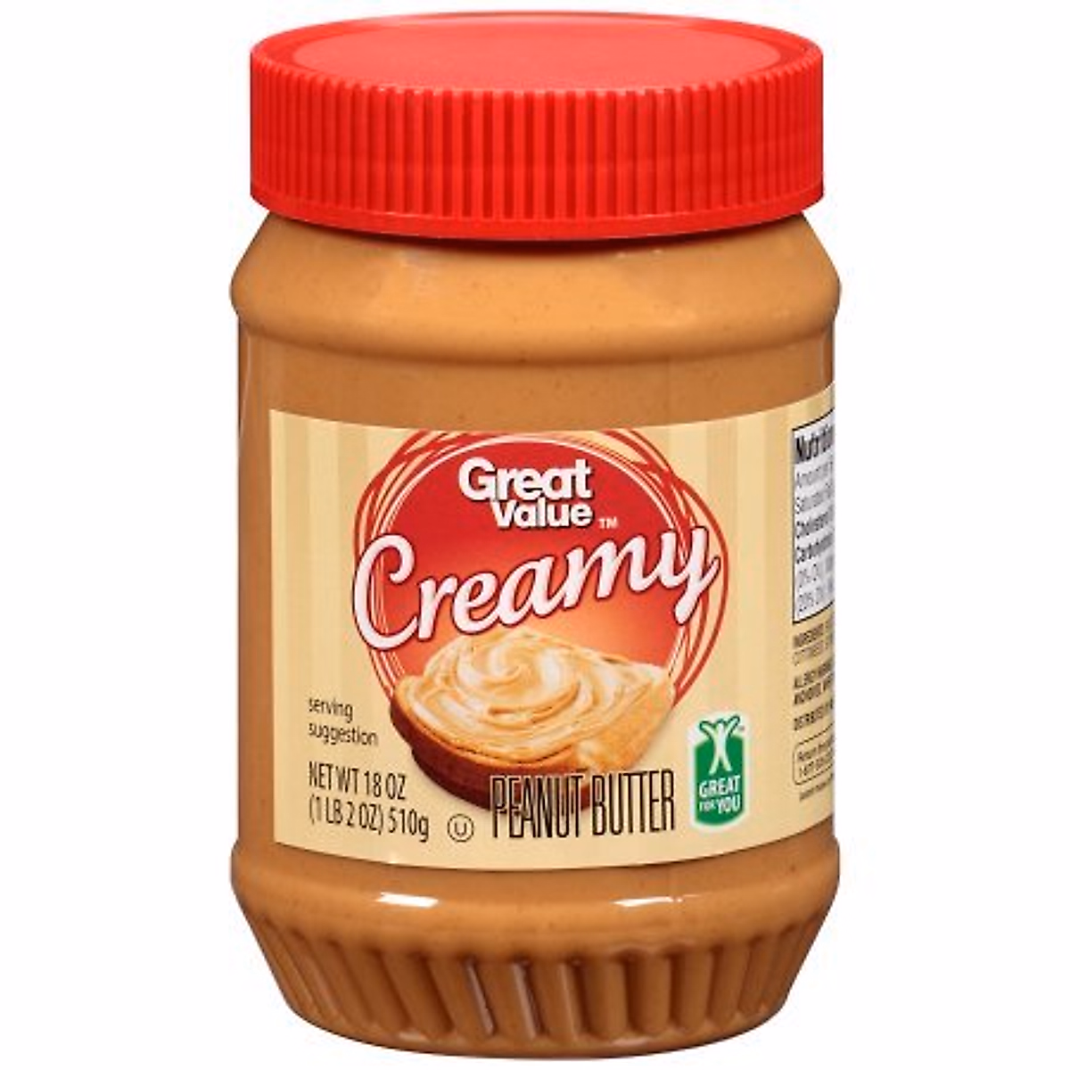 Great Value Creamy Peanut Butter, 18 oz