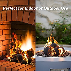 Skyflame Ceramic Fire Balls, Set of 12 Round Fire Stones Set for Indoor and Outdoor Fire Pits or Fireplaces Accessory, 4 Inch, Black