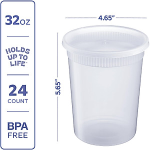 Comfy Package [24 Sets - 32 oz.] Plastic Deli Food Storage Containers With Airtight Lids