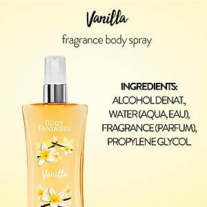Body Fantasies Fragrance Body Spray, Vanilla, 8 Ounce