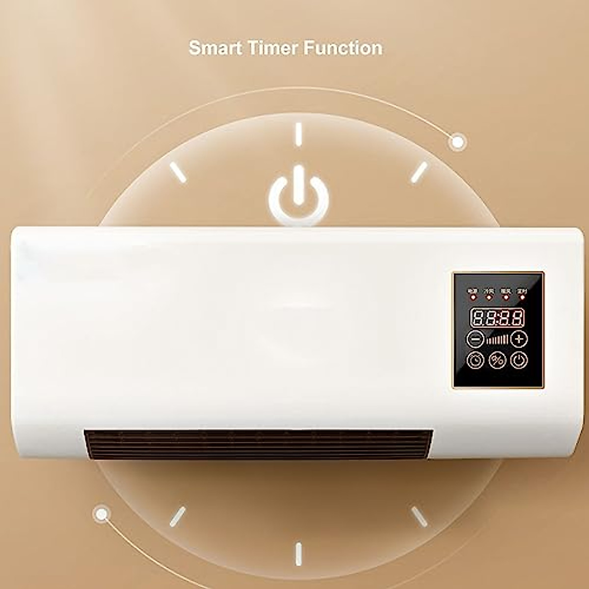 Wall Air Conditioner, 2 In 1 Mini Air Conditioning Hot Fan, Quiet Remote Control Evaporator Unit for Bathroom Bedroom, Digital Display, Adjustable Temperature and Wind Speed
