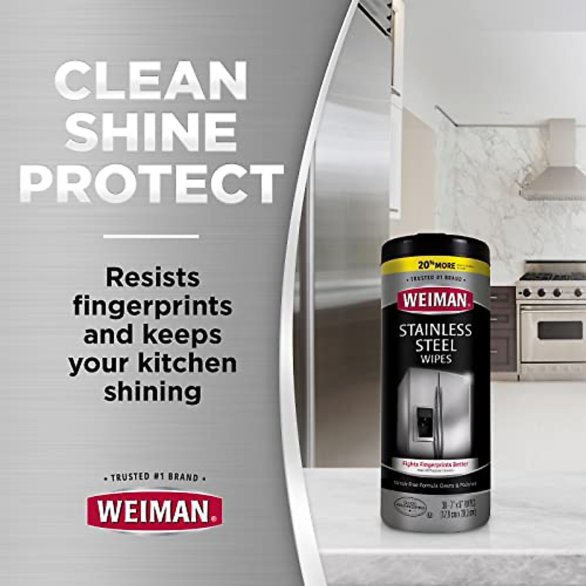 Weiman Stainless Steel Cleaning Wipes [2 Pack] Removes Fingerprints, Residue, Water Marks and Grease From Appliances - Works Great on Refrigerators, Dishwashers, Ovens, Grills and More