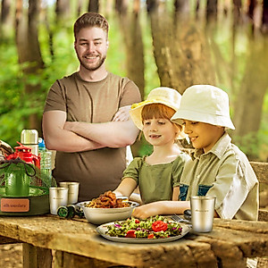 Unique Complete Messware Kit Polished Stainless Steel Dishes Set| Tableware| Dinnerware| Camping| Includes - Cups | Plates| Bowls| Cutlery| Comes in Mesh Bags (Single Person Green)