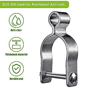 Insaga 304 Stainless Steel Chain Link Fence Gate Frame Female Hinge for Chain Link Fence Post, 2 Pack Post Female Hinges for 5/8'' Pin fit 1-3/8''Outer Diameter Post/Pipe, Bolt/Nut Included