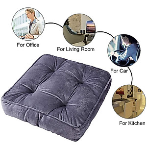 Big Hippo Chair Pads Square Chair Cushion with Ties Soft Thicken Seat Pads Cushion Pillow for Office,Home or Car Sitting 17" x 17"(Grey)