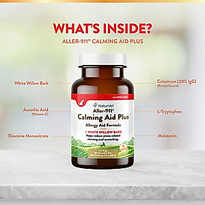 NaturVet Aller-911 Calming Aid & Allergy Aid Dog Supplement – Helps Reduce Stress, Minimize Seasonal Allergy Symptoms, Tension, Excessive Scratching - Includes Melatonin – 30 Ct.