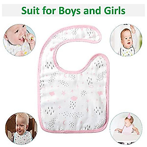 Little Grape Land 1OO% Cotton Muslin Bib 9 Pack, 8 Layers Breathable Adjustable Snaps Fits Babies and Toddlers 0-36 Months, Machine Washable Bib for Boys Girls - Colorful Stars & Stripe