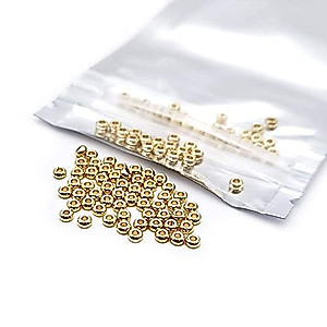 INSPIRELLE 100pcs Heishi Beads 3mm Long-Lasting Disc Brass Rondelle Spacer Beads Pale Gold Plated Flat Round Shape Jewelry Metal Spacers for Bracelet Necklace Jewelry Making