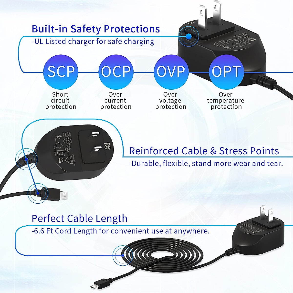 TPLTECH Micro-USB Cable & Power Adapter for Bose Speaker Bundle
