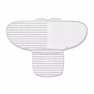 BreathableBaby Adjustable 3-in-1 Soft Premium Cotton Newborn Swaddle Trio Blanket & Wrap, (Infants 0-4 months) – Gray Watercolor Stripe, Arms Up, Arms Down, Arms Out, 61233-A