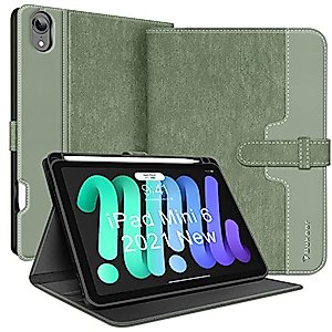 iPad Mini 6 Case 2021 New, iPad Mini 6th Generation 8.3 inch Case PU Leather with Soft TPU Back Cover Magnetic Clasp, Built-in Pencil Holder Auto Wake/Sleep Folio (Green)