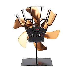 Generic Wood Stove Fan, Heat Activated Vertical, Gold, Heat-Powered Fan, No Harmful Emissions