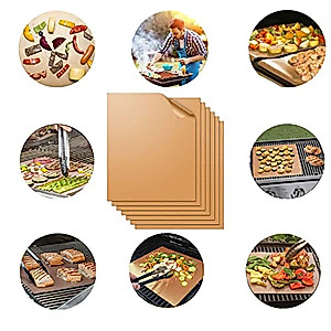 Miaowoof Grill Mat Set of 7-100% Non-Stick BBQ Grill Mats, Heavy Duty, Reusable, and Easy to Clean - Works on Electric Grill Gas Charcoal BBQ-15.75 x 13 Inch