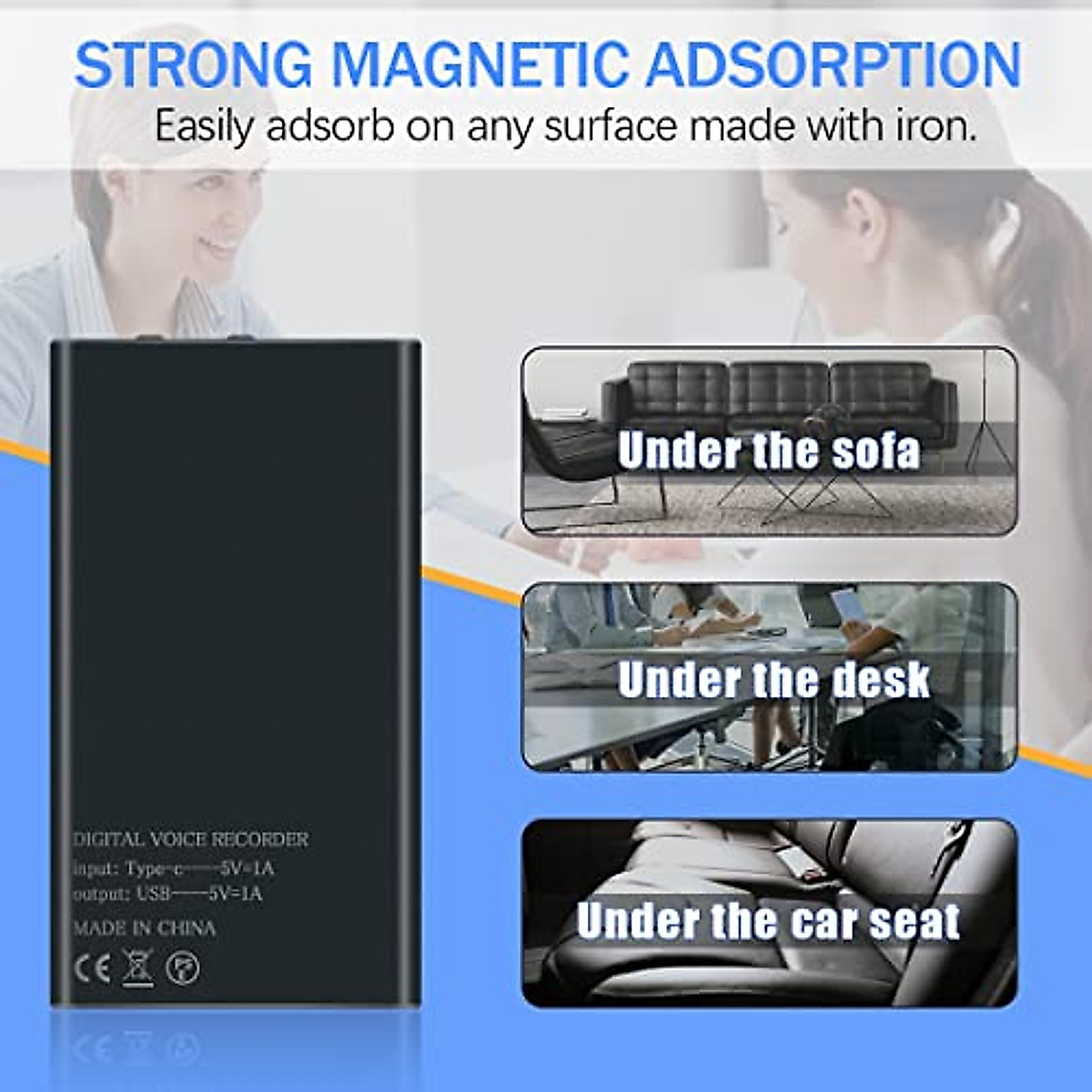 Voice Recorder - 288 Hours Long Continuously Record, 2500mAh Battery Long Standby - Strong Magnetic-32GB Portable Sound Recorder Device for Interview, Meeting, Lecture and Class