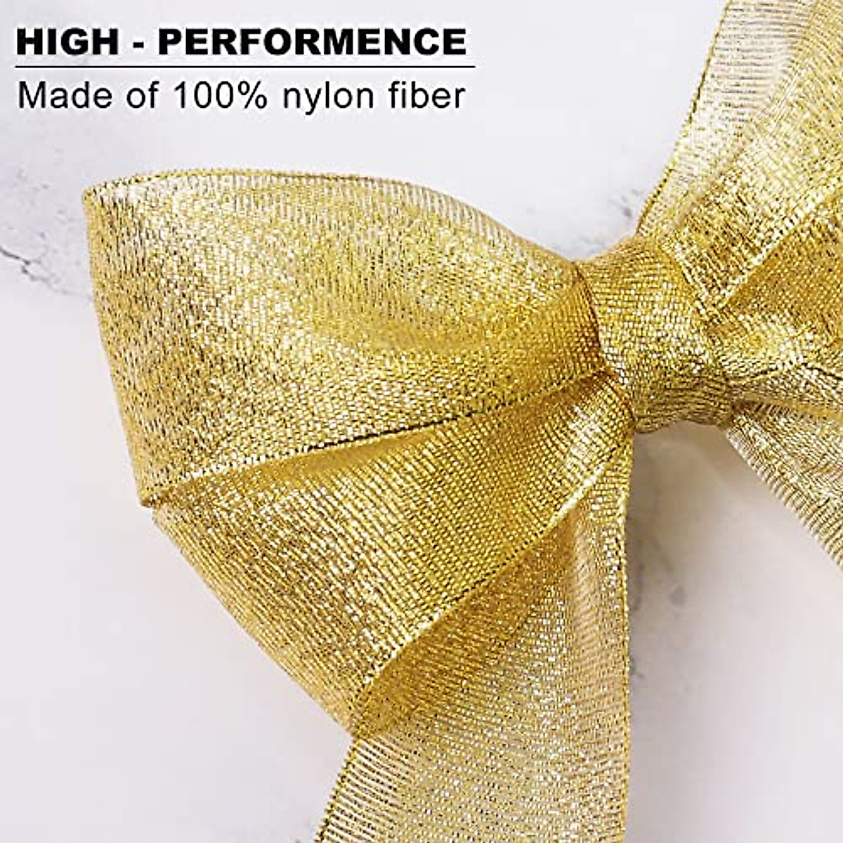 Glitter Metallic Gold Ribbon 1/4 Inch 25 Yards, Sparkly Fabric Ribbon Perfect for Crafts, Sewing, Gift Package Wrapping for Christmas, Easter, Valentines Day, Birthday