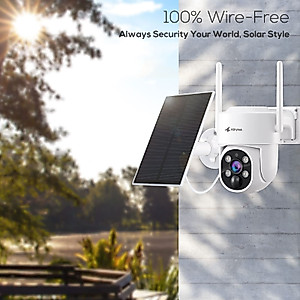 Kittyhok Solar Security Cameras Wireless Outdoor System | 4pcs 2K Ultr HD Pan Tilt Home Solar Security Camera with Human Detection, Spotlight | 10CH Smart NVR, 60 Days Local Storage (White PT Kit)