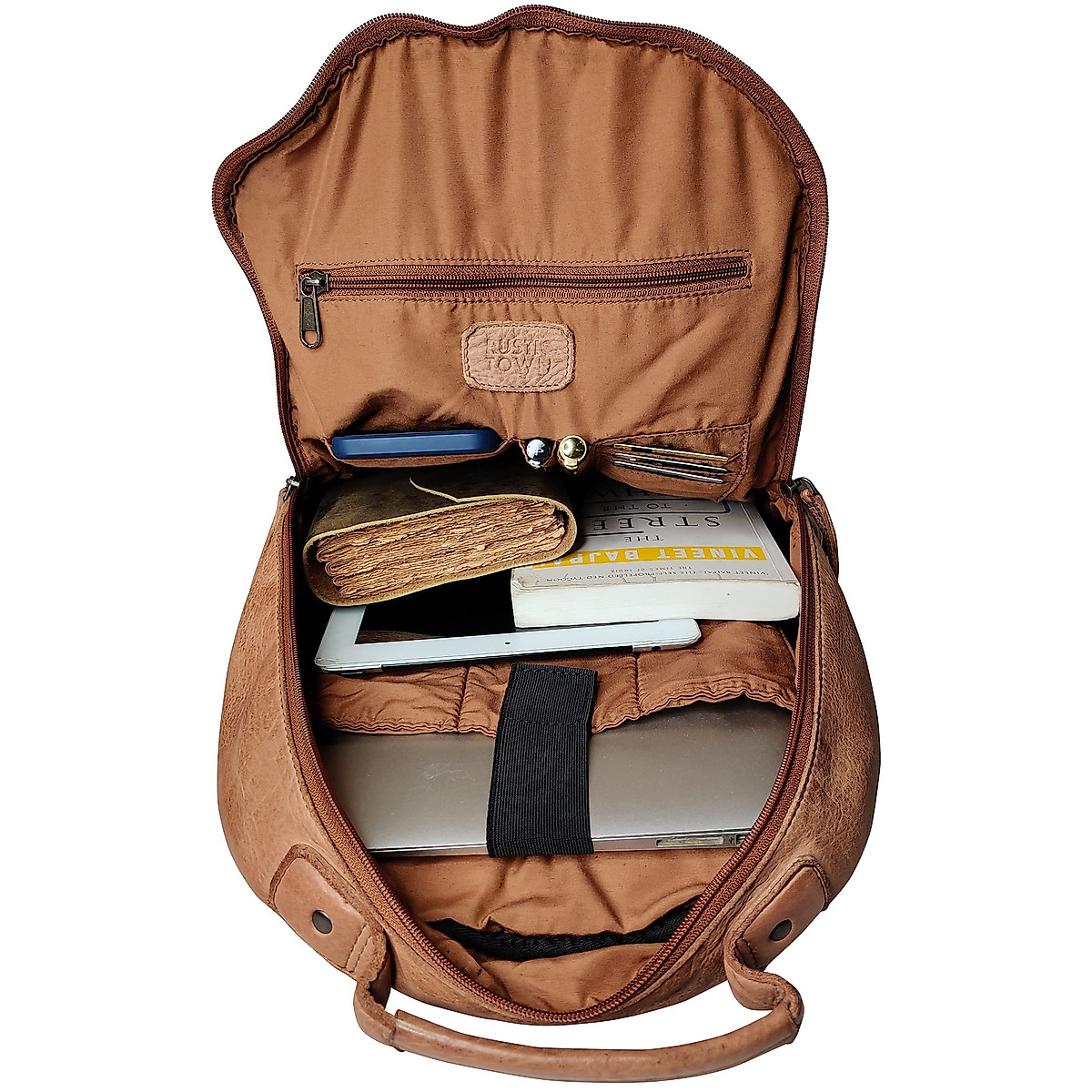 RUSTIC TOWN Mothers Day Gifts Leather Backpack Purse for Women - Washed Leather Multipurpose Laptop Handbag, College Bookbag Camping Daypack Fashion Shoulder Travel Bag