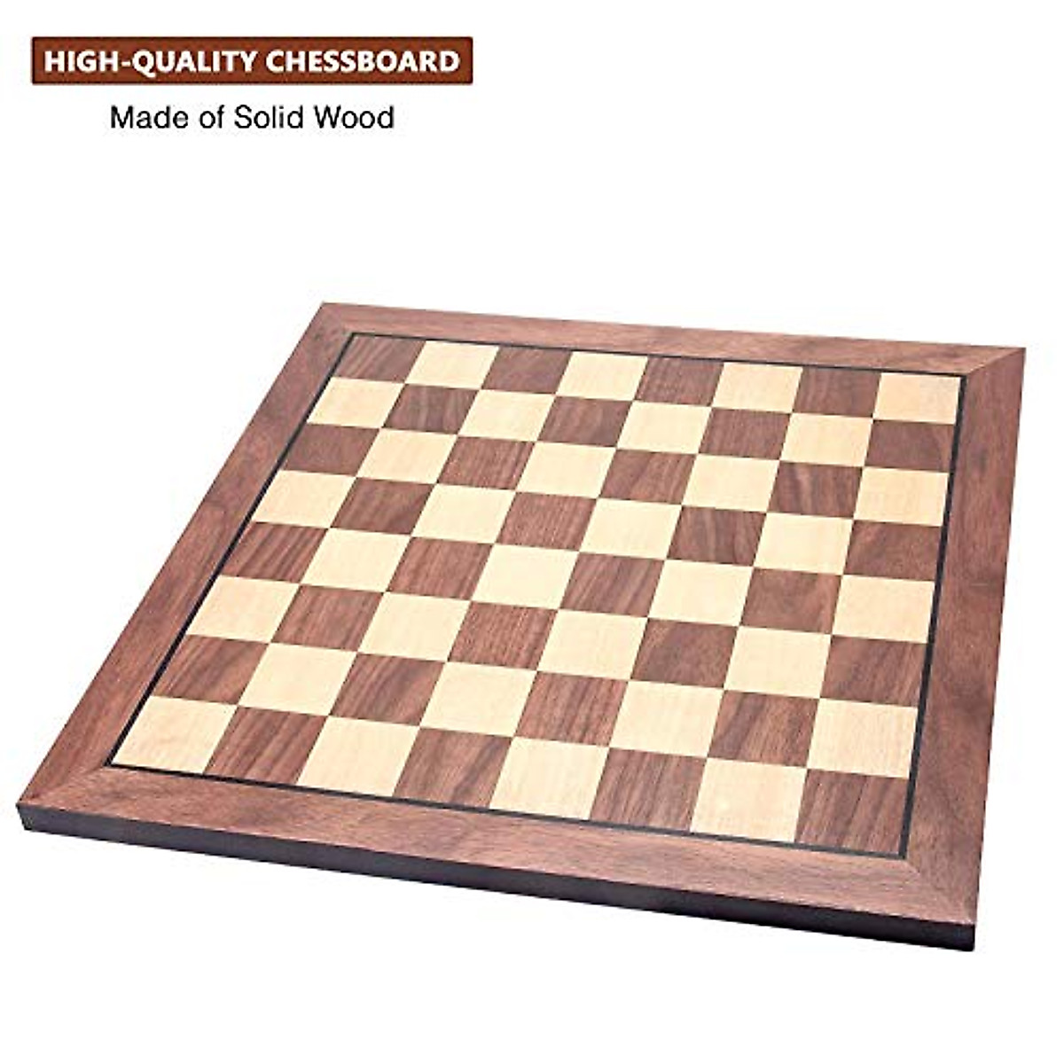 AMEROUS 15 inches Wooden Chess Board Only, Professional Staunton Tournament Chessboard No Pieces with Gift Package - Chess Rules, Portable Chess Board for Beginners, Kids, Adults