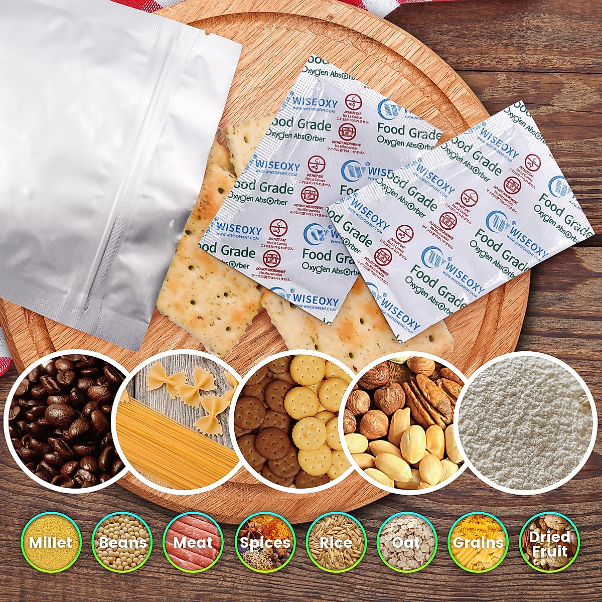 Wisesorb 500CC 50 Packs Oxygen Absorbers for Food Storage, Food Grade Oxygen Absorbers, O2 Absorbers Food Grade for Food Storage