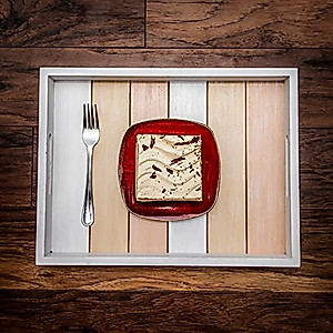 Decorative Wooden Serving Tray - Rustic Ottoman Tray for Coffee, Breakfast, Party, and Snacks.