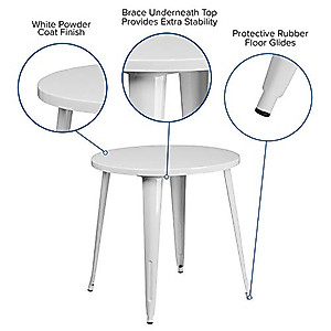 Flash Furniture Commercial Grade 30" Round White Metal Indoor-Outdoor Table