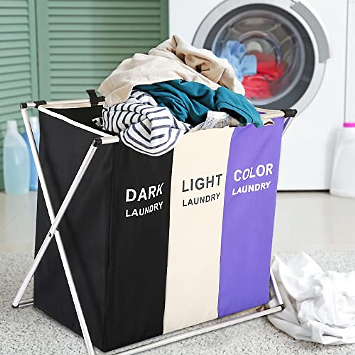 180L Large Laundry Basket, Laundry Hamper, Dirty Clothes Hamper for Laundry, Collapsible, Waterproof Laundry Baskets with Handles for Laundry, Dorm, Family (Purple)
