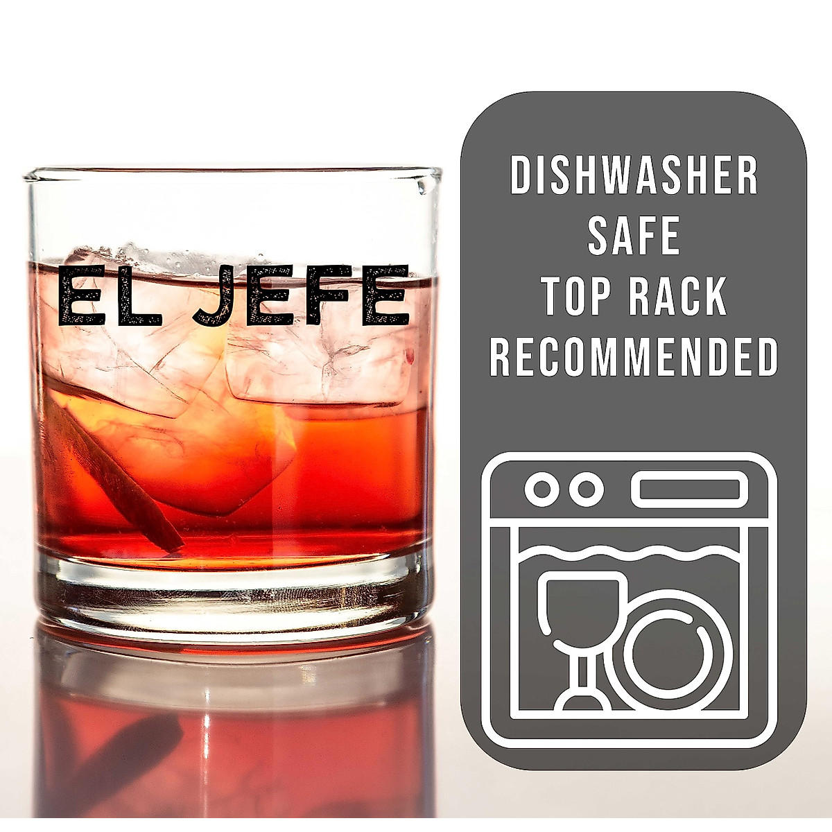 Spotted Dog Company Printed 11oz Whiskey Glass - El Jefe/The Boss - Boss Day Gift, Manager Director Gift - Grit, National Boss Day Gifts Best Boss Ever Funny