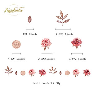 NICROLANDEE Wedding Decorations, 12PCS Rose Gold Paper Lanterns Tissue Pom Poms Confetti Decor for Bridal Shower Bachelorette Valentines Party, Rose Gold Pink Girl Birthday Party Decoration