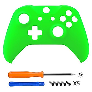 eXtremeRate Neon Green Soft Touch Grip Front Housing Shell Faceplate for Xbox One X S Controller Model 1708 - Controller NOT Included