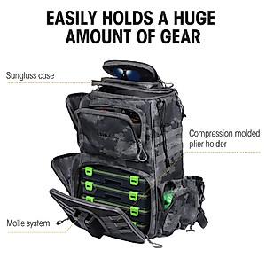 VISMIX Fishing Tackle Backpack with 4 Tackle Boxes Large Waterproof Tackle Bag Storage, Backpack for Trout Fishing Outdoor