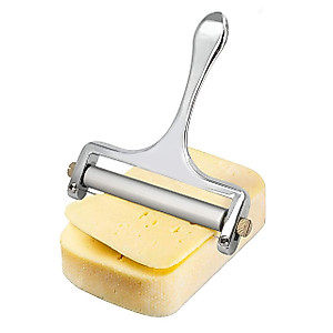 Metal Cheese Slicer Adjustable Thickness Wire Cheese Cutter for Semi-Hard Cheeses, Heavy Duty Wire Cheese Slicers (Silver)