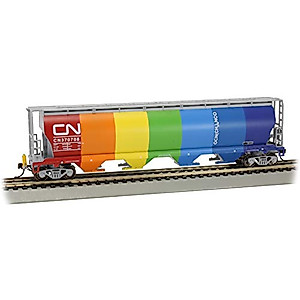 Bachmann Trains - Canadian 4-Bay Cylindrical Grain Hopper with Flashing End of Train Device - Canadian National Demonstrator - HO Scale, 73805
