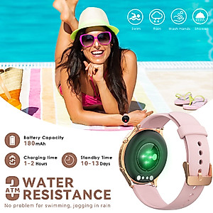 EIGIIS Smart Watch for Women 2023 HD Smartwatch for iPhone and Android Phones 3ATM Waterproof Fitness Watch with Heart Rate Blood Oxygen Temperature Monitor Sleep Tracker Pedometer