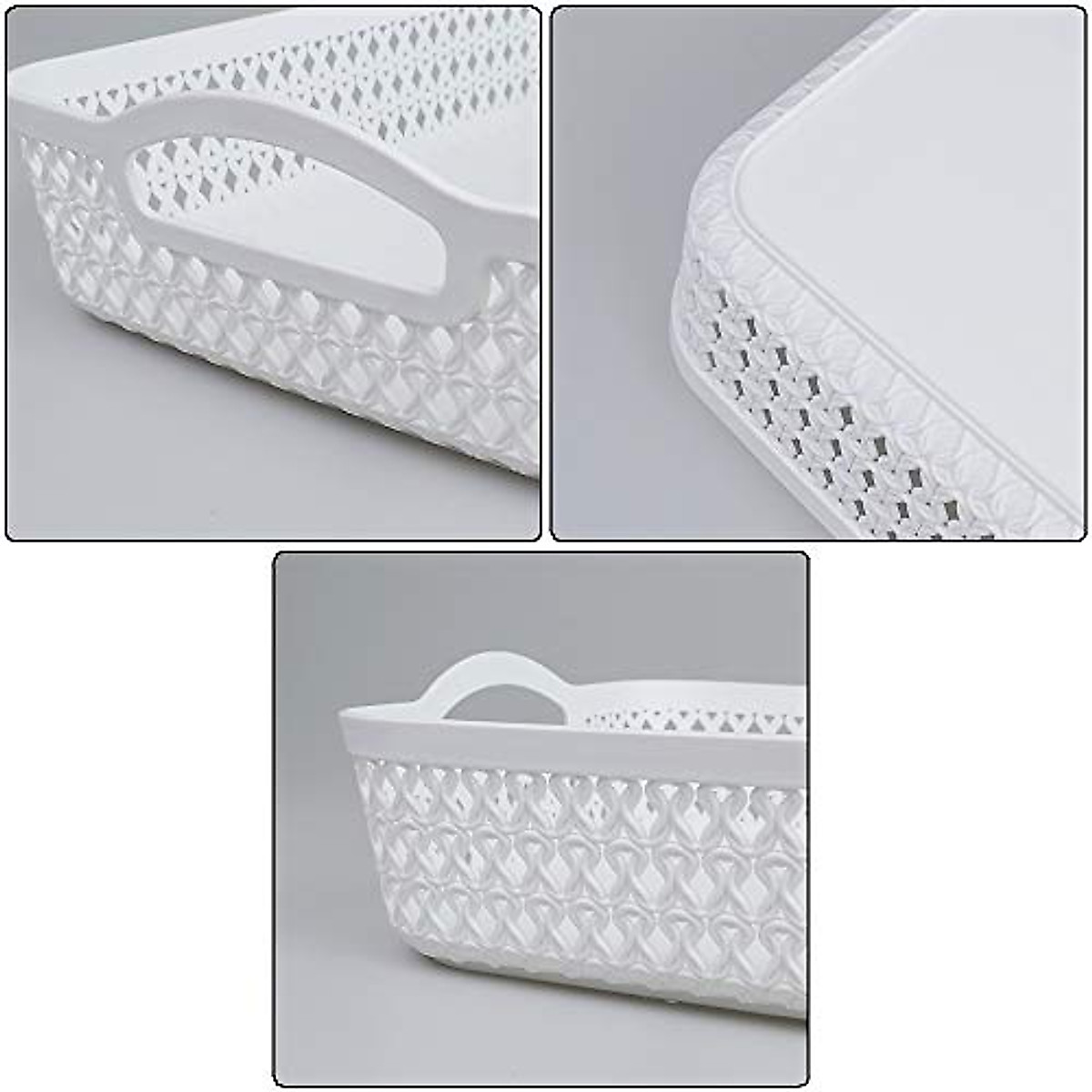 CadineUS A4 Paper Tray, Plastic Storage Basket Trays, White, Set of 6