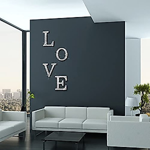 4 Pcs Independent Crystal Letters Crushed Diamond Decor Silver Wall Decor Mirrored Glam Decor Bling Home Love Sign for Mantel Desk (Love Style)