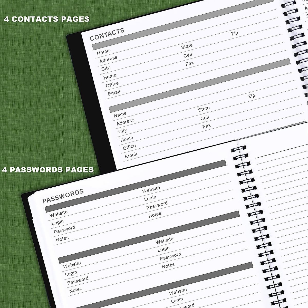 Monthly Planner/Calendar 2023-2024 - 2023-2024 Monthly Planner, Jul. 2023 - Dec. 2024, 18-Month Planner with Tabs & Pocket & Label, Contacts and Passwords, 8.5" x 11", Thick Paper, Twin-Wire Binding - Black by Artfan