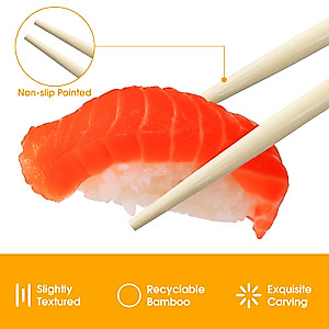 300 Pairs Disposable Chopsticks Bamboo Wooden Chopsticks Cooking Chopsticks Long Japanese Chinese Korean Individually Wrapped Connected Chopsticks with Paper Sleeve for Sushi Asian Dishes, 8.27 Inch