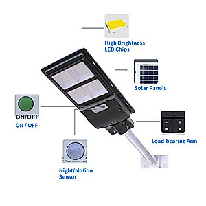 120W Solar Street Light Dusk to Dawn,Parking Lot Lights 18000mAH Iron Phosphate Battery LED Outdoor Lighting,9600Lm Light/PIR Motion Sensor for Garage,Patio,Garden,Driveway
